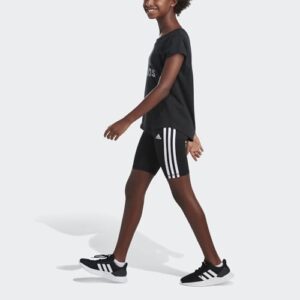 adidas Girls' Little Detached Waistband 3 Stripe Bike Short, Black, Small (7/8)