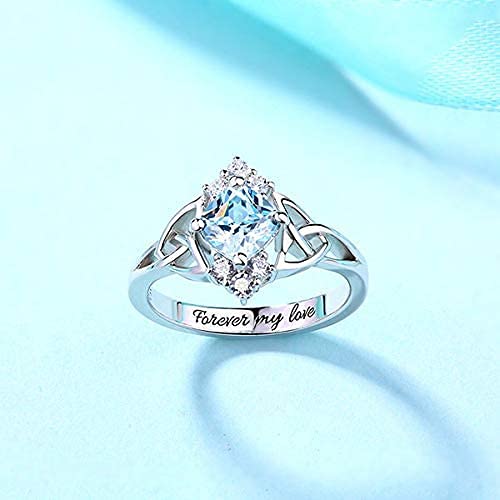 Elsie Lopez Personalized Birthstone Ring Engraved Promise Ring Custom Wedding Band Engagement Ring Couple Ring Mother's Day Ring Gifts. (Silver)