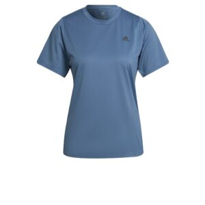 adidas women's icon 3 bar running tee, altered blue, x-large