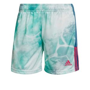 adidas women's tiro shorts, altered blue/mint rush/white, x-large