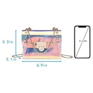 Buddy 2 in 1 Handbag Women Transparent Tote Shoulder Bag Jelly Crossbody Bag Chain Purse