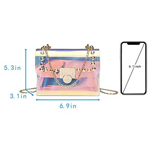 Buddy 2 in 1 Handbag Women Transparent Tote Shoulder Bag Jelly Crossbody Bag Chain Purse