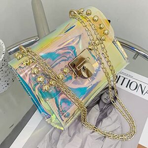 Buddy 2 in 1 Handbag Women Transparent Tote Shoulder Bag Jelly Crossbody Bag Chain Purse