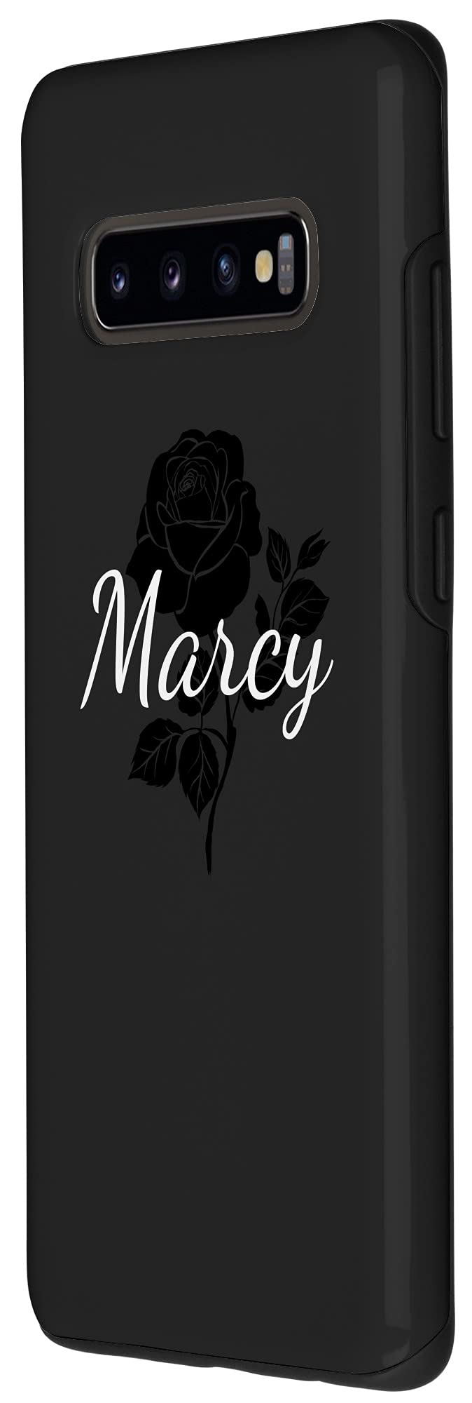 Galaxy S10+ Marcy - Custom Black Rose Phone Cover Gray Personalized Case