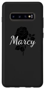 galaxy s10+ marcy - custom black rose phone cover gray personalized case