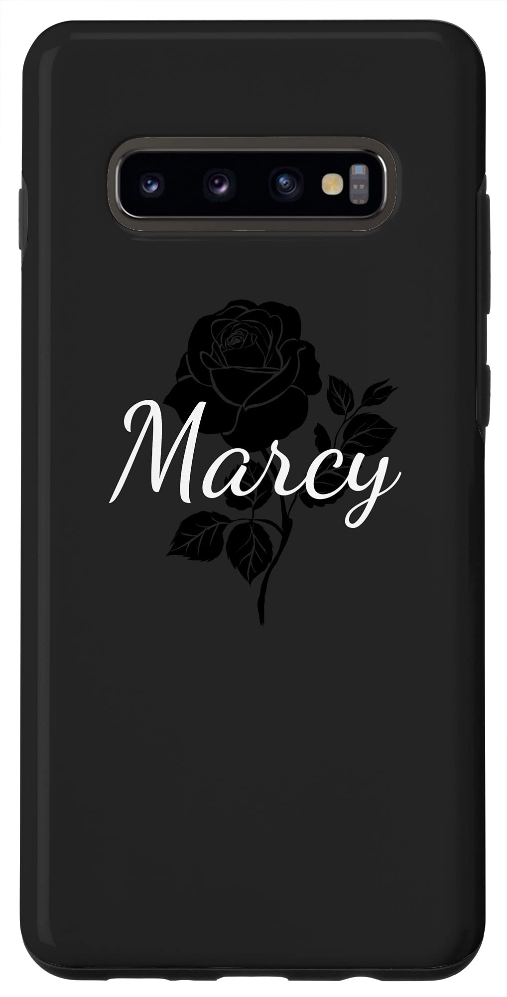 Galaxy S10+ Marcy - Custom Black Rose Phone Cover Gray Personalized Case