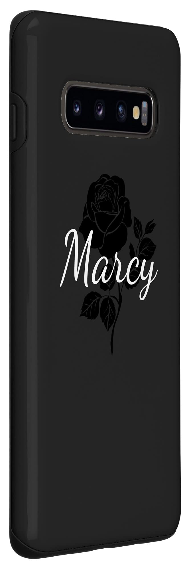 Galaxy S10+ Marcy - Custom Black Rose Phone Cover Gray Personalized Case