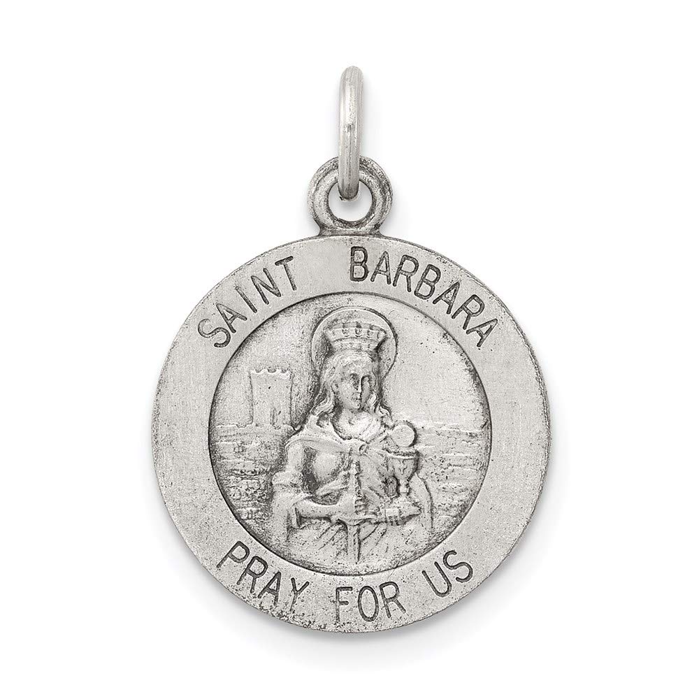 Sterling Silver Antiqued Saint Barbara Medal QQC3583