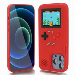 welohas gameboy case for iphone 12/12 pro,handheld retro 168 classic games,color video display game case for iphone,anti-scratch shockproof phone cover for iphone red