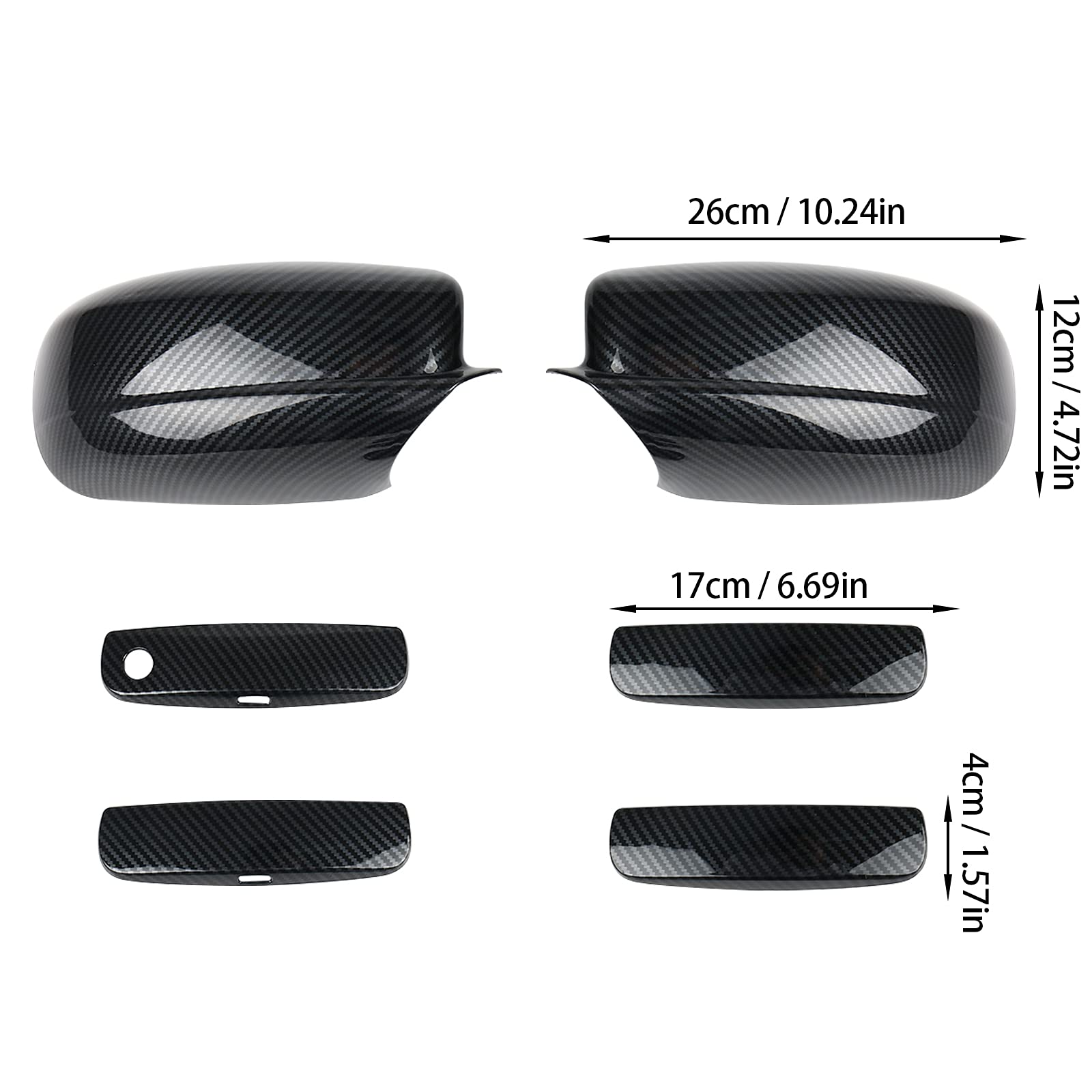 sportuli Carbon Fiber Side Mirror Caps + Door Handle Covers Replace for 2011-2021 2022 2023 2024 Dodge Charger