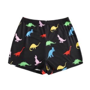 Floerns Women's Summer Dinosaur Print Elastic Waist Workout Running Shorts Black S