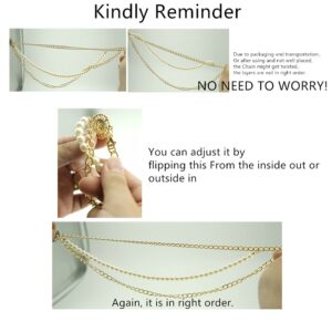 DECKER Pearl Body Chain for dress Gold Tassel Waist Chain 38 Inch Long Multilayer Belly Chain Belt for Women (Gold, 38)