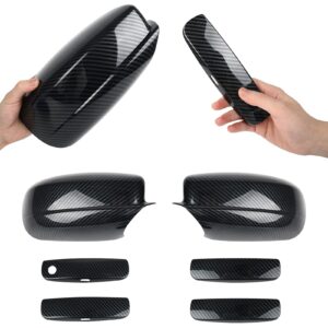 sportuli Carbon Fiber Side Mirror Caps + Door Handle Covers Replace for 2011-2021 2022 2023 2024 Dodge Charger