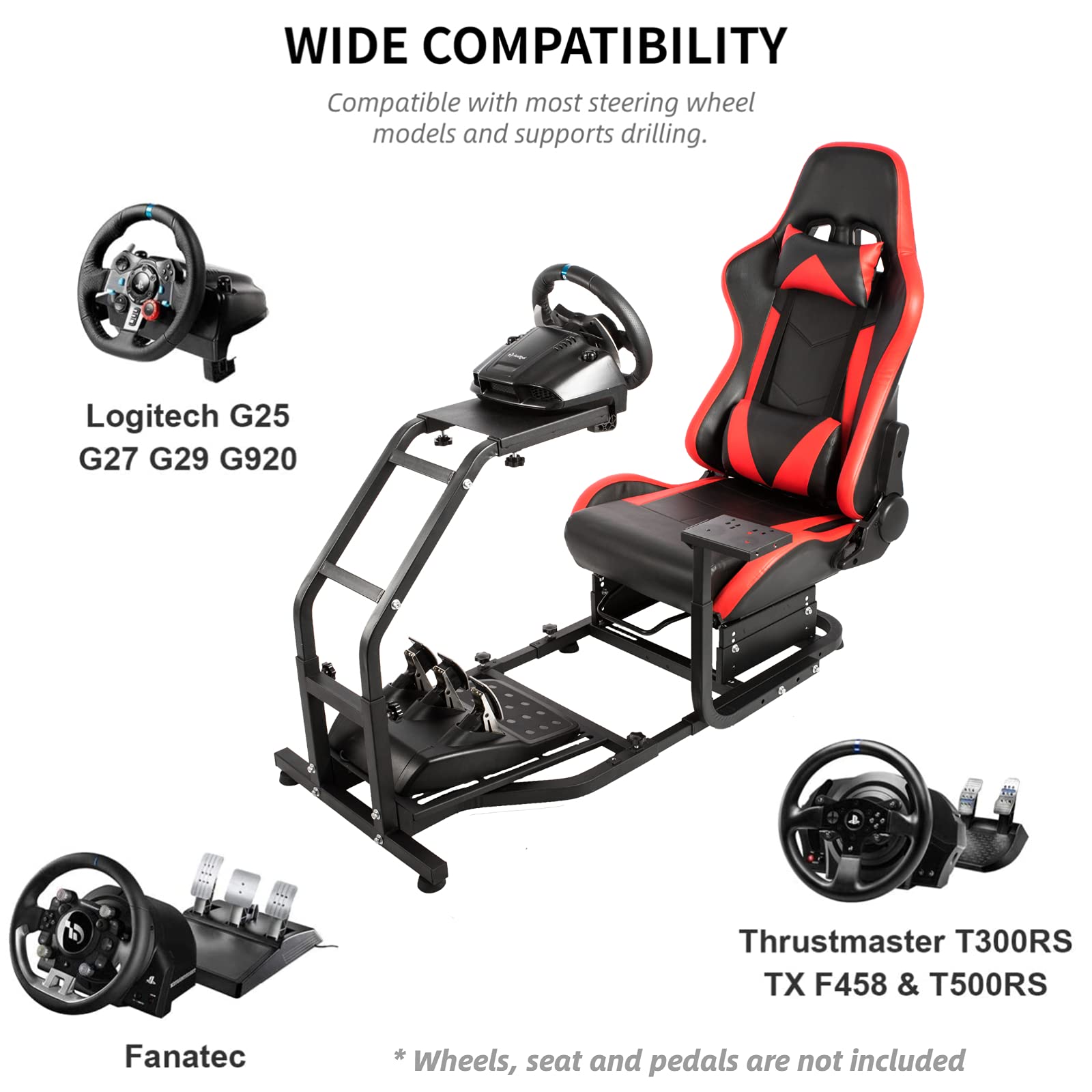 Marada G29 Compact Racing Simulator Stand Tilt-Adjustable Fits for G29 G920 G923 T300RS T150,Cozier Sim Steering Wheel Stand,Wheel, Pedals & Seat Not Included