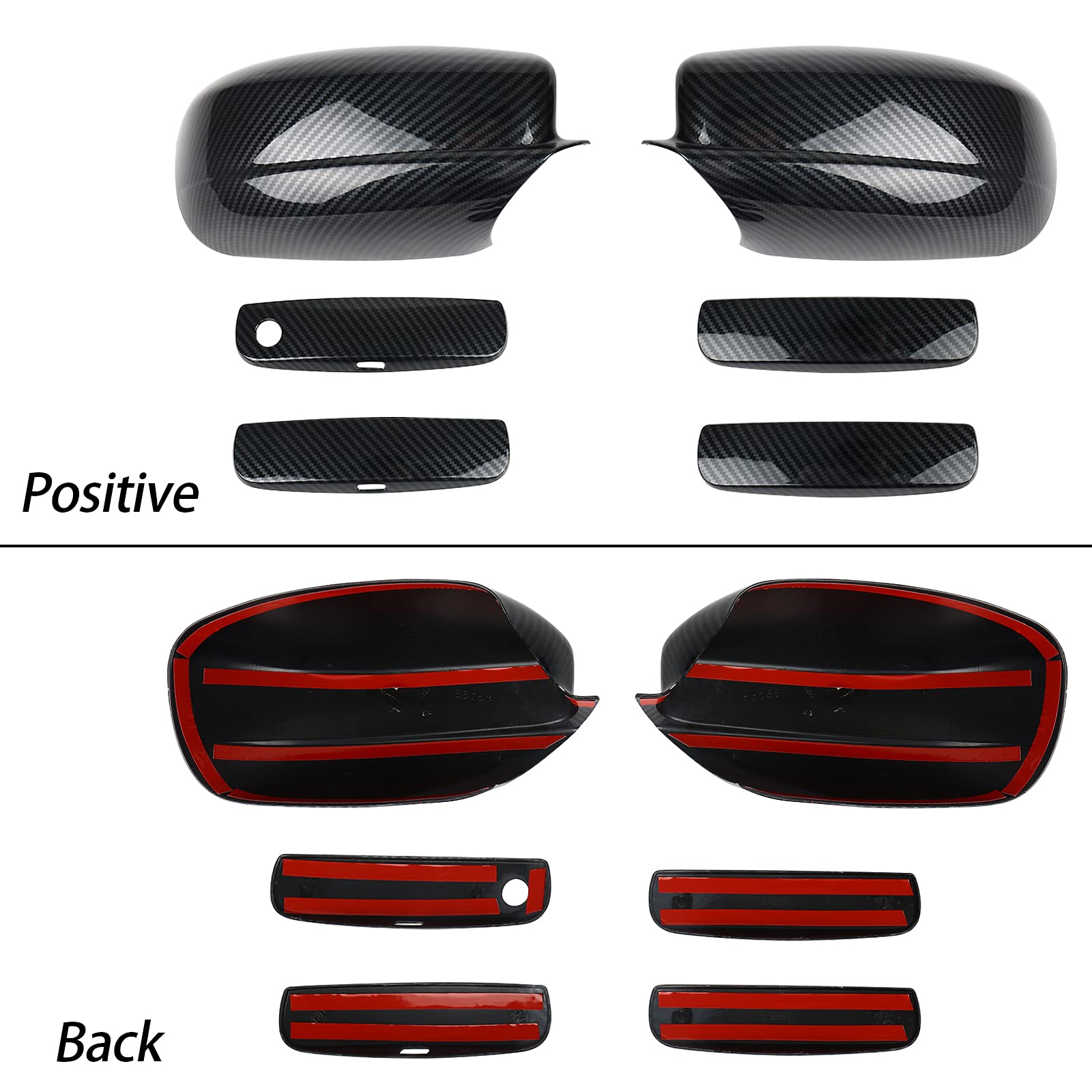 sportuli Carbon Fiber Side Mirror Caps + Door Handle Covers Replace for 2011-2021 2022 2023 2024 Dodge Charger