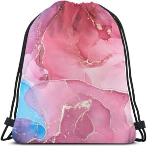 beabes marble drawstring bags backpack bag abstract acrylic nature marbling artwork texture golden swirl dye art sport gym sack drawstring bag string bag yoga bag for men women