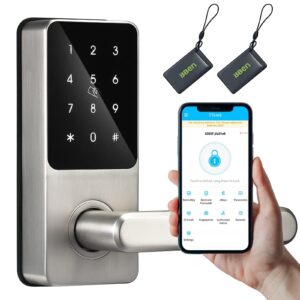 bben smart keyless entry door lock with reversible handle, touchscreen keypad, electronic digital bluetooth front door lock, biometric door lock, auto lock,for home apartment airbnb office