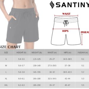 SANTINY Women's Cotton Shorts 5'' Lounge Yoga Shorts Jersey Sweat Bermuda Shorts for Women Walking Athletic with Pockets (White_XL)