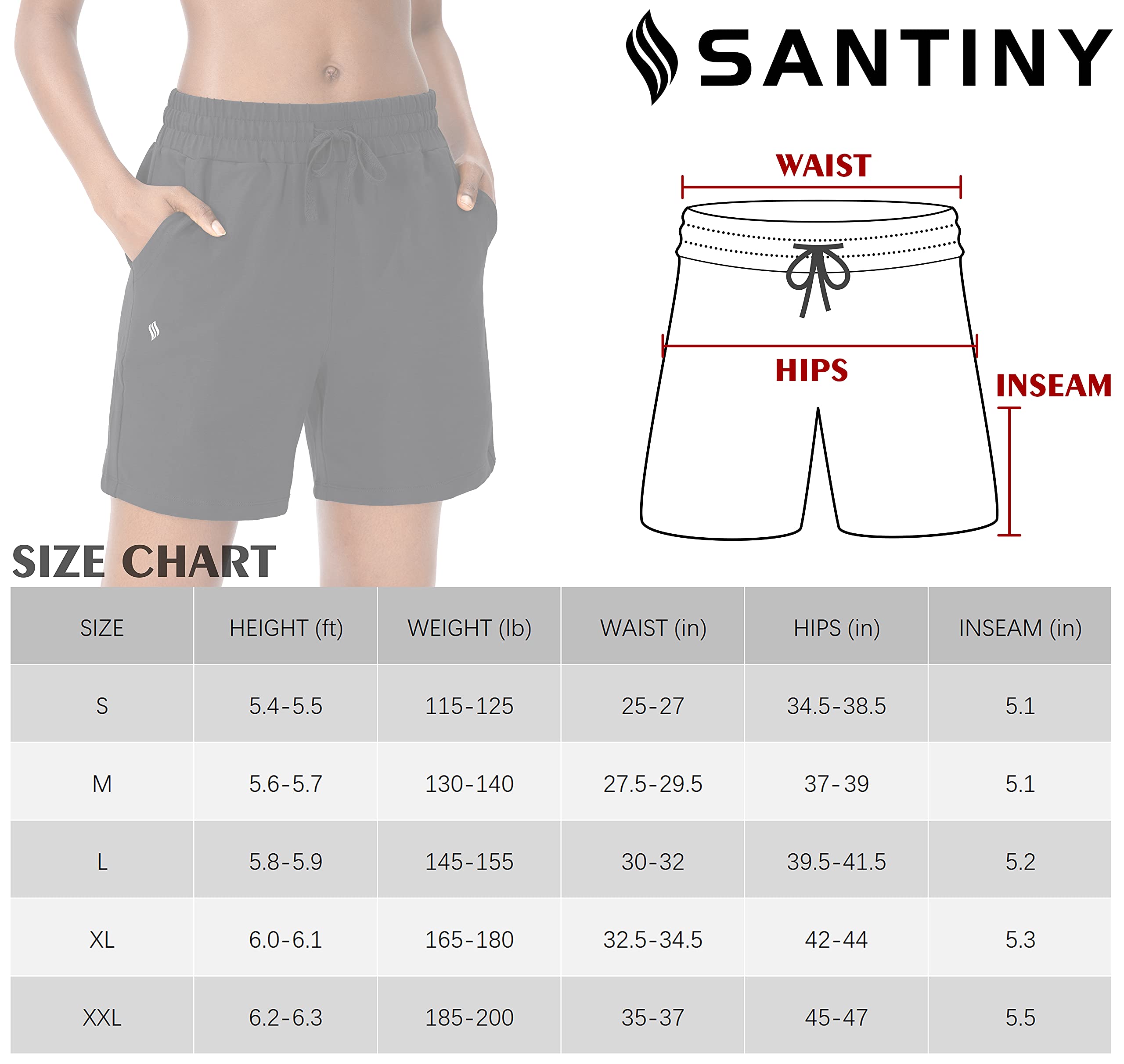 SANTINY Women's Cotton Shorts 5'' Lounge Yoga Shorts Jersey Sweat Bermuda Shorts for Women Walking Athletic with Pockets (White_XL)