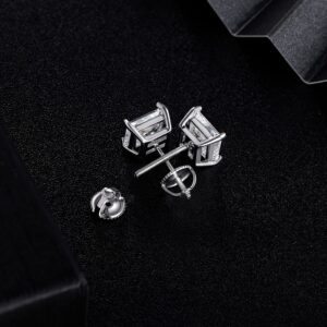 18K Gold Plated Princess Cut Cubic Zirconia Screw Back Stud Earring Pack of 5 Pairs (5 Pairs) (A-White gold)