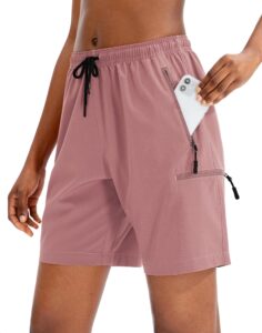 santiny women's hiking cargo shorts quick dry lightweight summer shorts for women travel athletic golf with zipper pockets(dusty pink_m)