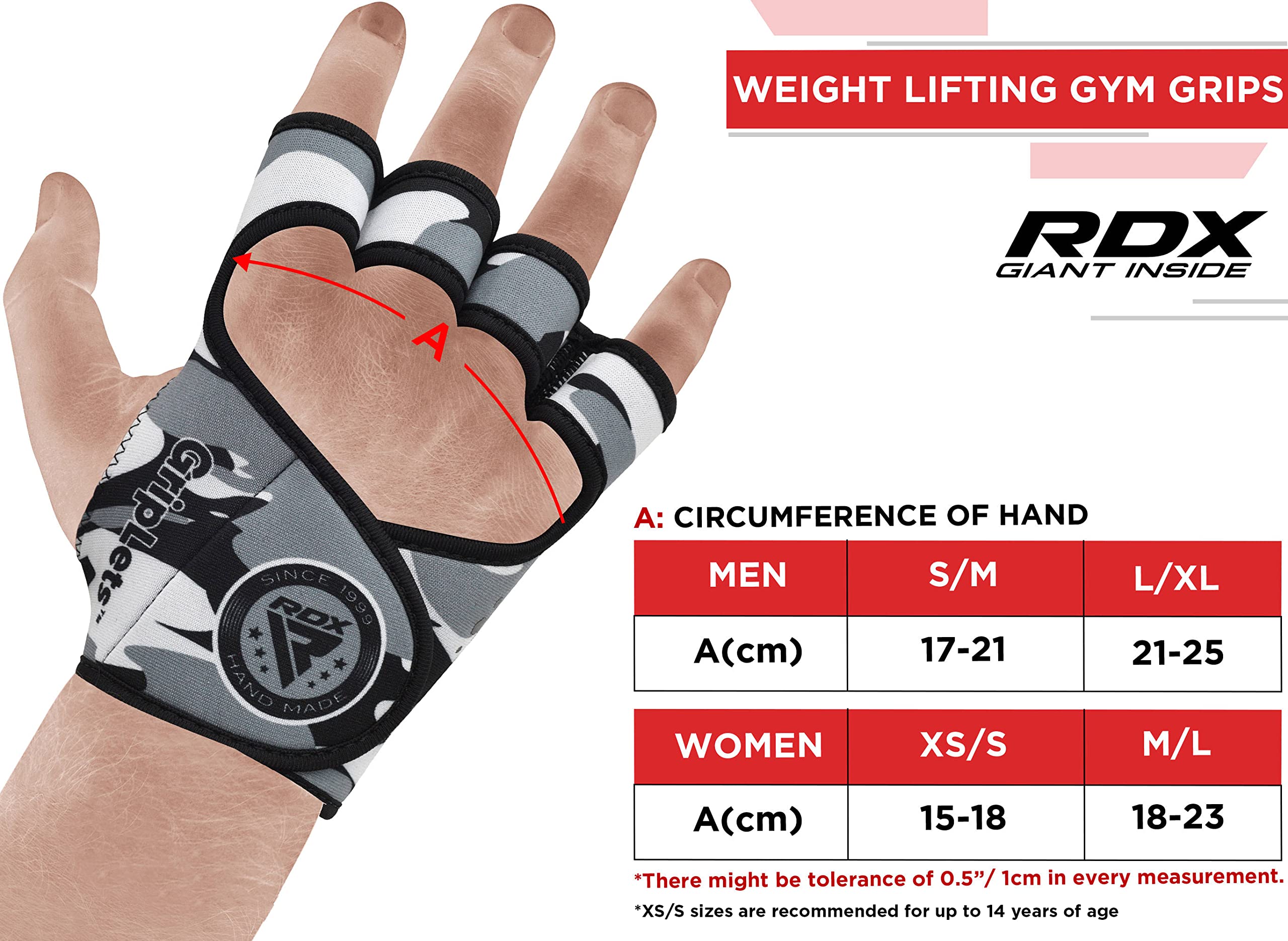 RDX Weight Lifting Gloves Grips, Gym Fitness Workout, Anti Slip Ventilated Open Back Gripper, Strength Training HIIT Exercise Deadlift, Men Women Cycling Rowing Climbing Hanging Pull Ups Gymnastics