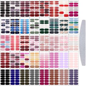 maitys 560 pieces jamberry nail wraps real nail polish stickers nail wrap nail polish strips decals diy glitter nail adhesive full wraps art set with nail file for women girls (bright style)