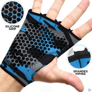 RDX Weight Lifting Gloves Grips, Gym Fitness Workout, Anti Slip Ventilated Open Back Gripper, Strength Training HIIT Exercise Deadlift, Men Women Cycling Rowing Climbing Hanging Pull Ups Gymnastics