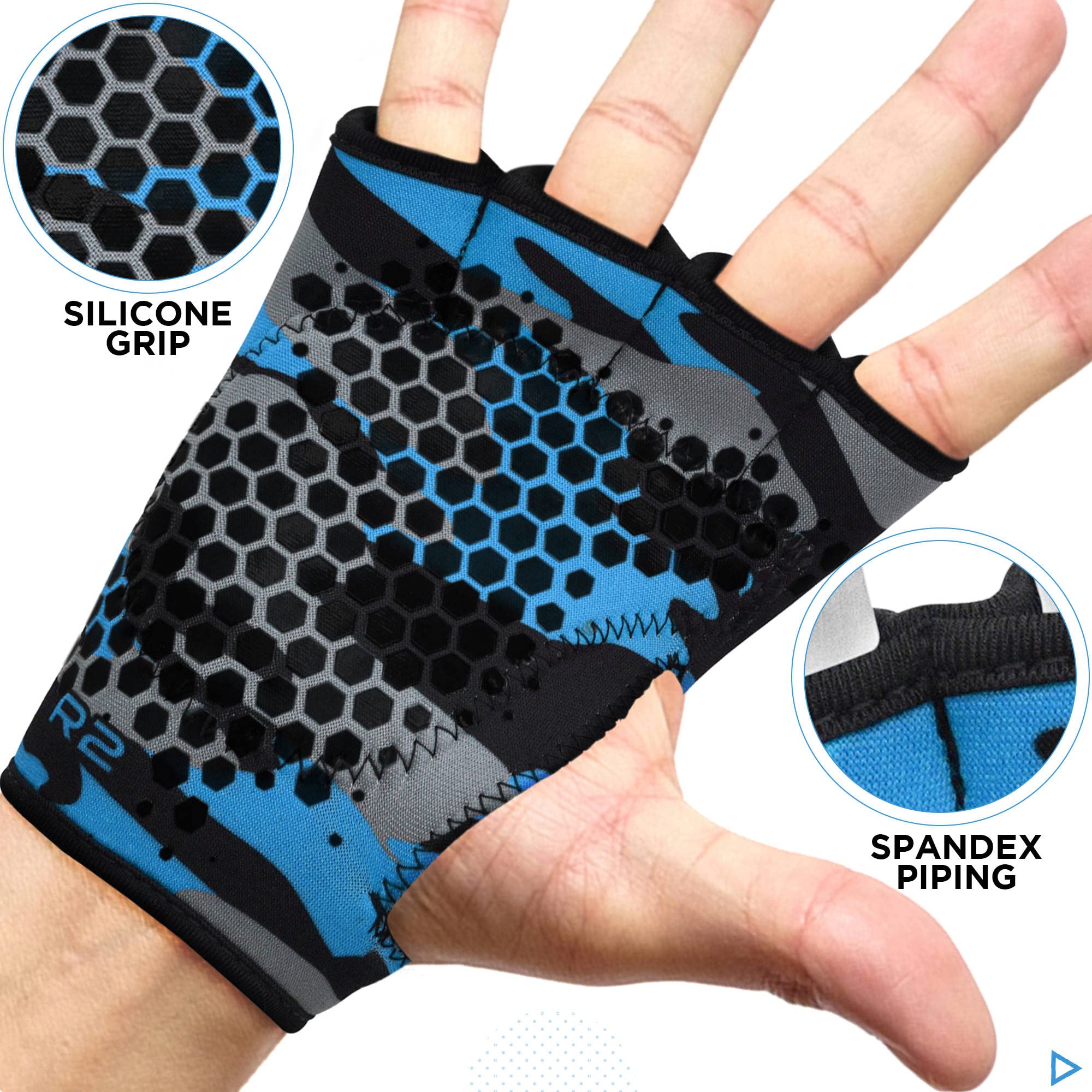 RDX Weight Lifting Gloves Grips, Gym Fitness Workout, Anti Slip Ventilated Open Back Gripper, Strength Training HIIT Exercise Deadlift, Men Women Cycling Rowing Climbing Hanging Pull Ups Gymnastics