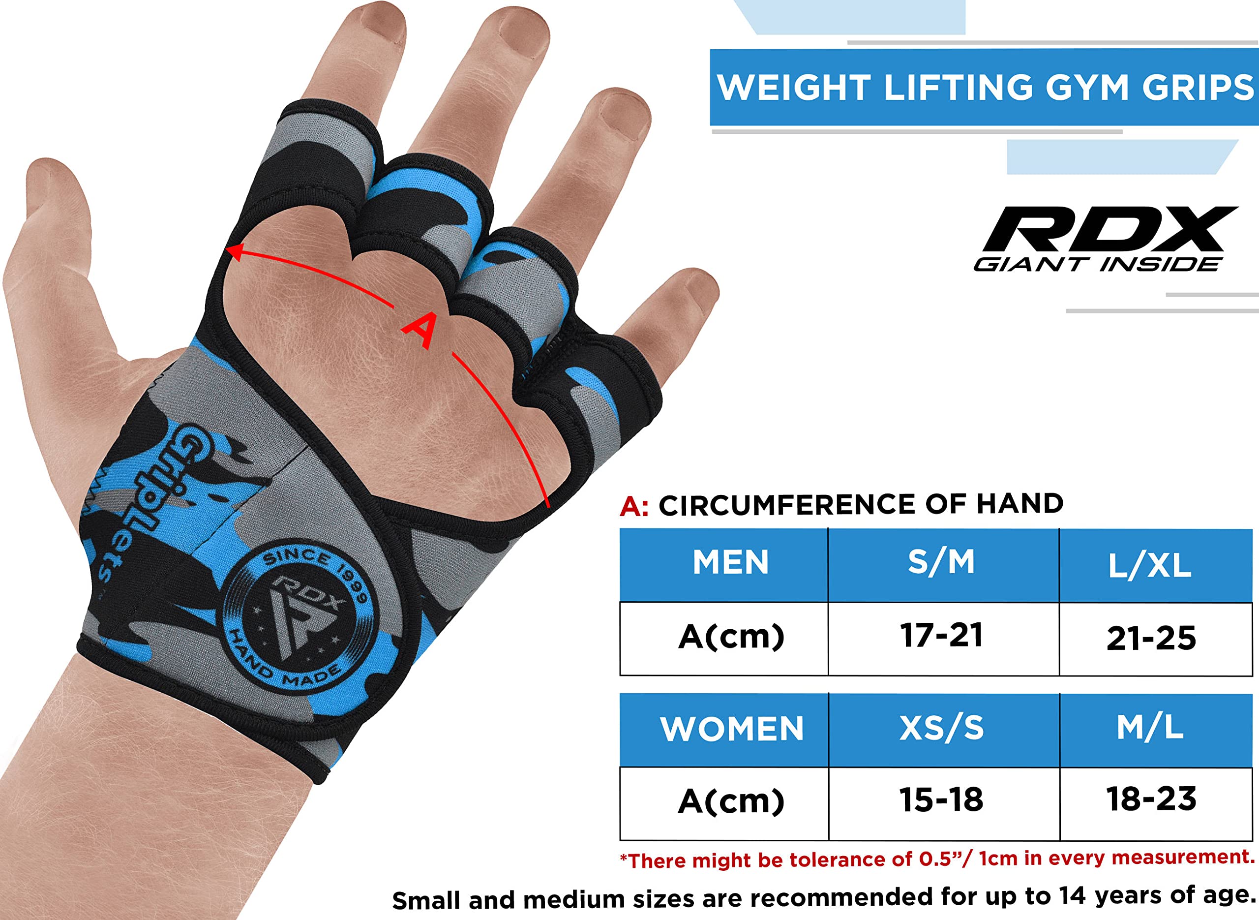 RDX Weight Lifting Gloves Grips, Gym Fitness Workout, Anti Slip Ventilated Open Back Gripper, Strength Training HIIT Exercise Deadlift, Men Women Cycling Rowing Climbing Hanging Pull Ups Gymnastics