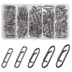 power clips high strength fishing snaps set, 100pcs stainless steel connector speed clips for quick and easy fishing lure attachement saltwater