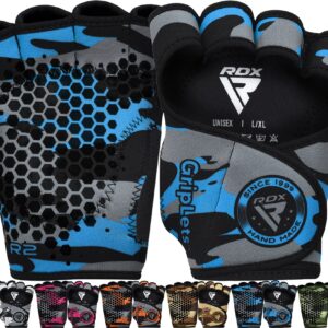 RDX Weight Lifting Gloves Grips, Gym Fitness Workout, Anti Slip Ventilated Open Back Gripper, Strength Training HIIT Exercise Deadlift, Men Women Cycling Rowing Climbing Hanging Pull Ups Gymnastics