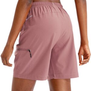 SANTINY Women's Hiking Cargo Shorts Quick Dry Lightweight Summer Shorts for Women Travel Athletic Golf with Zipper Pockets(Dusty Pink_M)