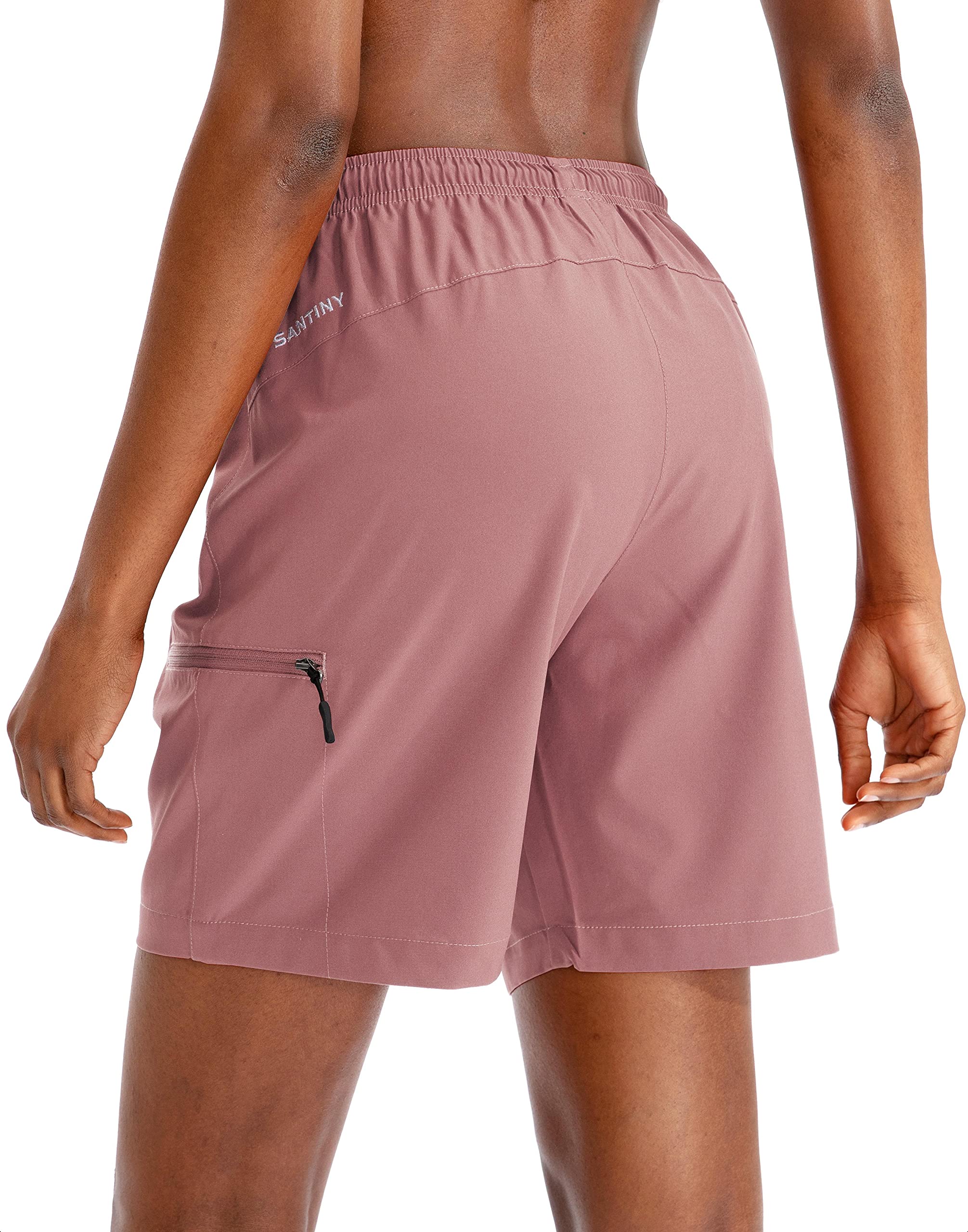 SANTINY Women's Hiking Cargo Shorts Quick Dry Lightweight Summer Shorts for Women Travel Athletic Golf with Zipper Pockets(Dusty Pink_M)