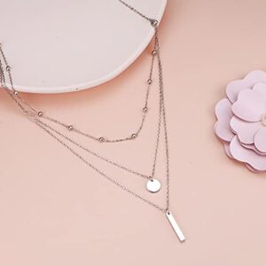 DAOCHONG S925 Sterling Silver Multilayer Layered Triple Long Chain Pendant Necklace for Women Jewelry Y-Necklace