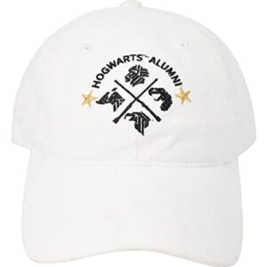 harry potter hogwarts alumni adjustable dad hat, white, one size