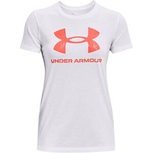 under armour womens live sportstyle graphic short sleeve crew neck t-shirt, white (107)/white, medium