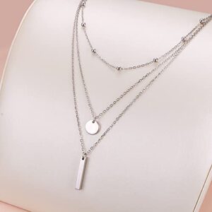 DAOCHONG S925 Sterling Silver Multilayer Layered Triple Long Chain Pendant Necklace for Women Jewelry Y-Necklace