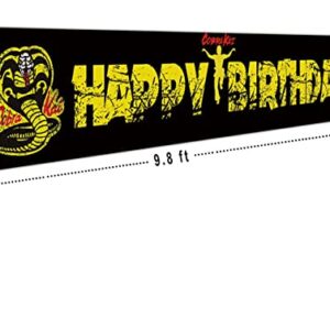 TUTA Large Cobra Kai Happy Birthday Banner | Cobra Kai Birthday Party Supplies Decorations | TV Show Cobra Kai Party Supplies - 9.8 x 1.6FT, Large (Pack of 1)