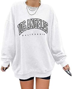 women's oversized sweatshirt los angeles california crewneck long sleeve casual loose pullover tops