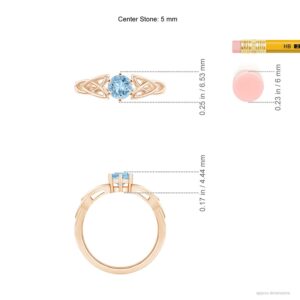 Angara Natural Aquamarine Solitaire Ring for Women in 14K Rose Gold Size-7.5 (Grade-AAA | Size-5mm) | March Birthstone Jewelry Gift for Women | Birthday | Wedding | Anniversary | Engagement