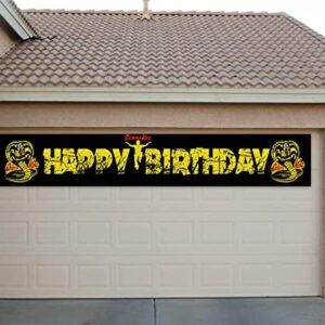 TUTA Large Cobra Kai Happy Birthday Banner | Cobra Kai Birthday Party Supplies Decorations | TV Show Cobra Kai Party Supplies - 9.8 x 1.6FT, Large (Pack of 1)