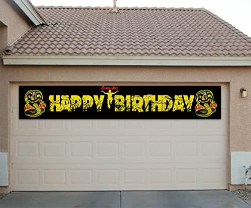 TUTA Large Cobra Kai Happy Birthday Banner | Cobra Kai Birthday Party Supplies Decorations | TV Show Cobra Kai Party Supplies - 9.8 x 1.6FT, Large (Pack of 1)