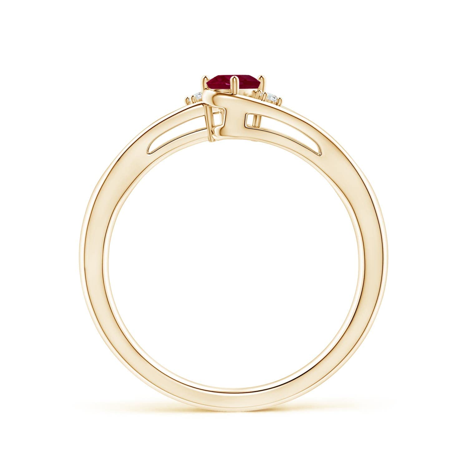 Angara Natural Ruby Engagement Ring For Women with Diamond in 14K Yellow Gold (Stone Size-5x3mm, Stone wt-0.25, Ring Size-9) - July Birthstone Jewelry Gift