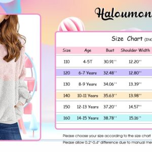 Haloumoning Girls Fuzzy Fleece Pullover Hoodies Sweatshirt Casual Loose Outwear Coat with Pockets 10-11 Years