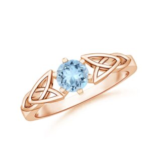 angara natural aquamarine solitaire ring for women in 14k rose gold size-7.5 (grade-aaa | size-5mm) | march birthstone jewelry gift for women | birthday | wedding | anniversary | engagement