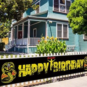 TUTA Large Cobra Kai Happy Birthday Banner | Cobra Kai Birthday Party Supplies Decorations | TV Show Cobra Kai Party Supplies - 9.8 x 1.6FT, Large (Pack of 1)