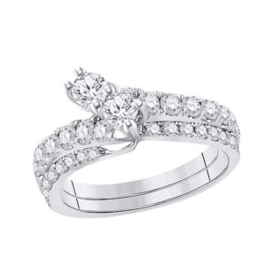 14kt white gold round diamond 2-stone bridal wedding engagement ring 3/4 cttw