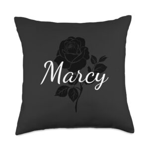 custom marcy gifts & designs for girls marcy-custom black rose gray floral personalized throw pillow, 18x18, multicolor