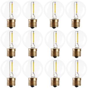 lxcom lighting 12pcs g40 led e17 edison bulb, 0.5w cool white glass light bulbs for string light, vintage filament, indoor decoration, ac120v, 6500k, 50lm, 20,000h